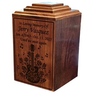 Guitar Wooden Cremation Urn, Music Lover's Funeral Urn With ...