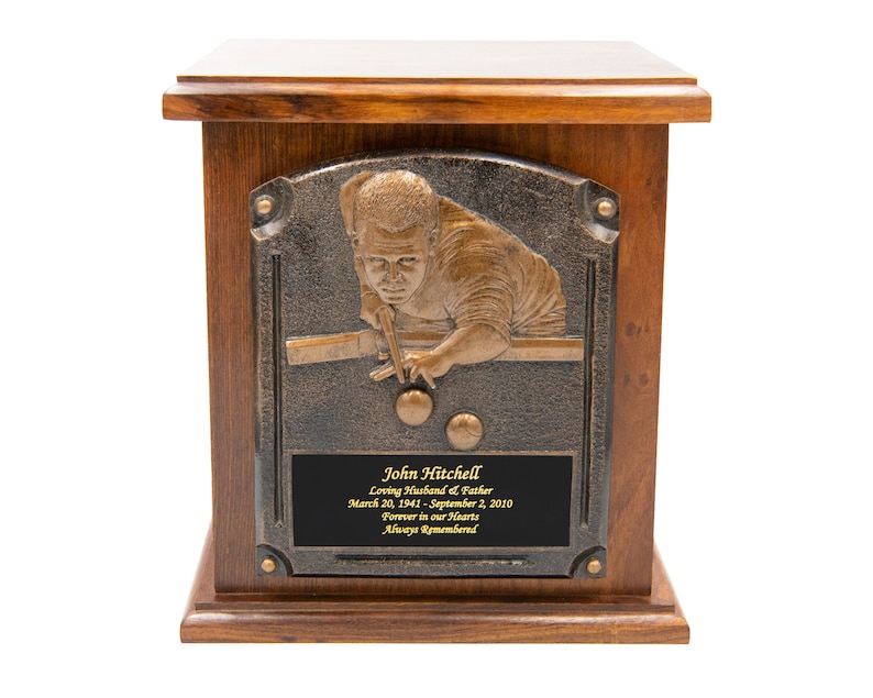 Pool Player Funeral Cremation Urn, Billiards Adult Wooden Urn With ...