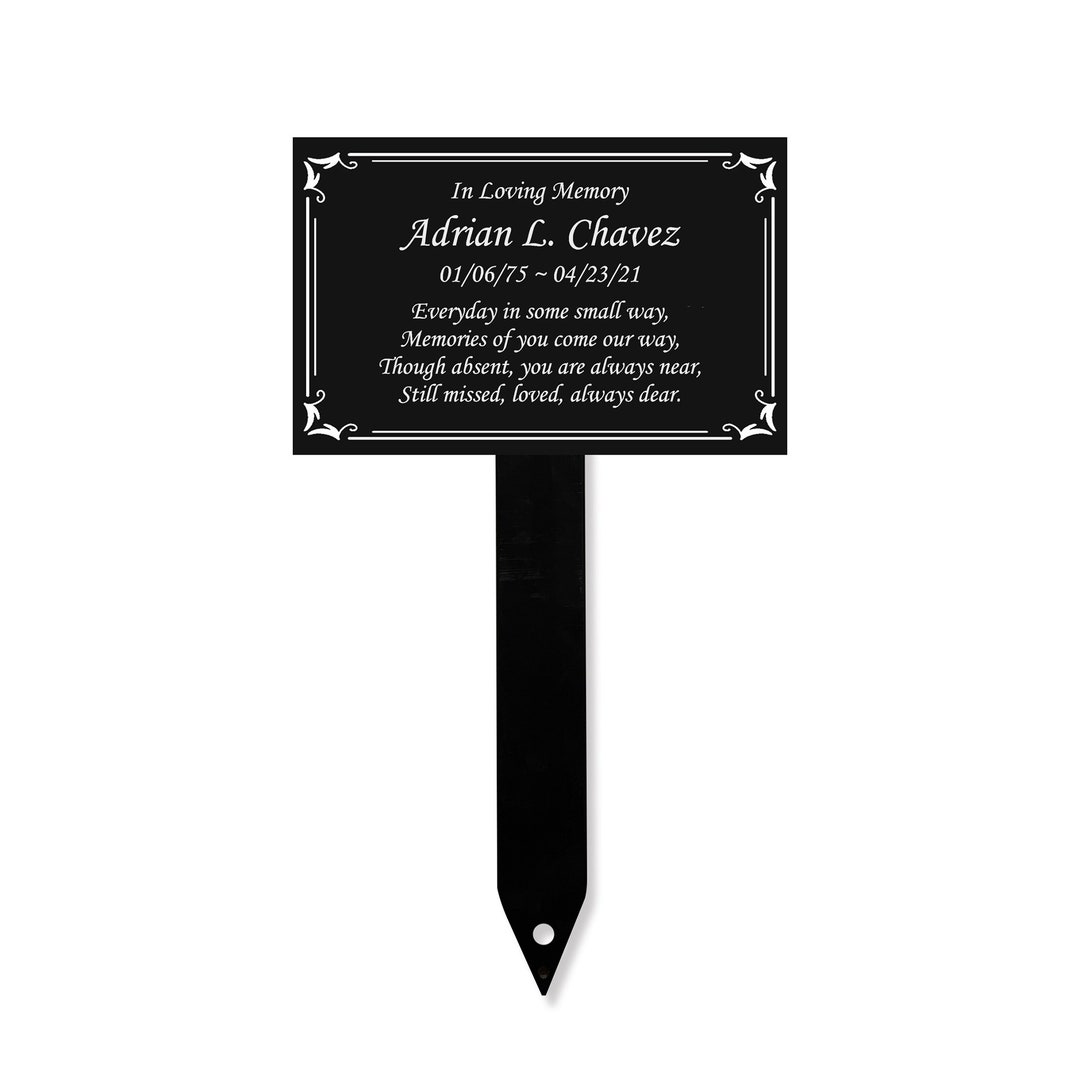 Extra Large Memorial Plaque Stake, Sturdy Metal Grave Marker in Black ...