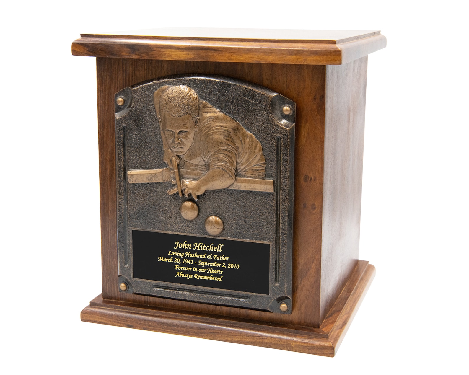 Pool Player Funeral Cremation Urn, Billiards Adult Wooden Urn With ...