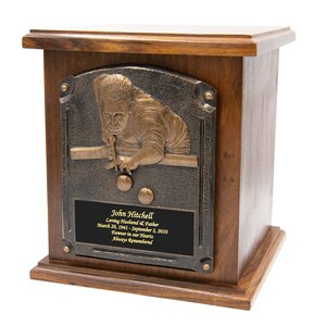 Pool Player Funeral Cremation Urn, Billiards Adult Wooden Urn With ...