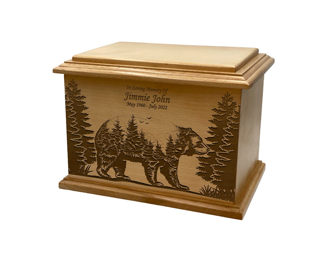 Bear Cremation Urn, Bear Wooden Funeral Urn, Animal Lovers' Wooden Urn ...