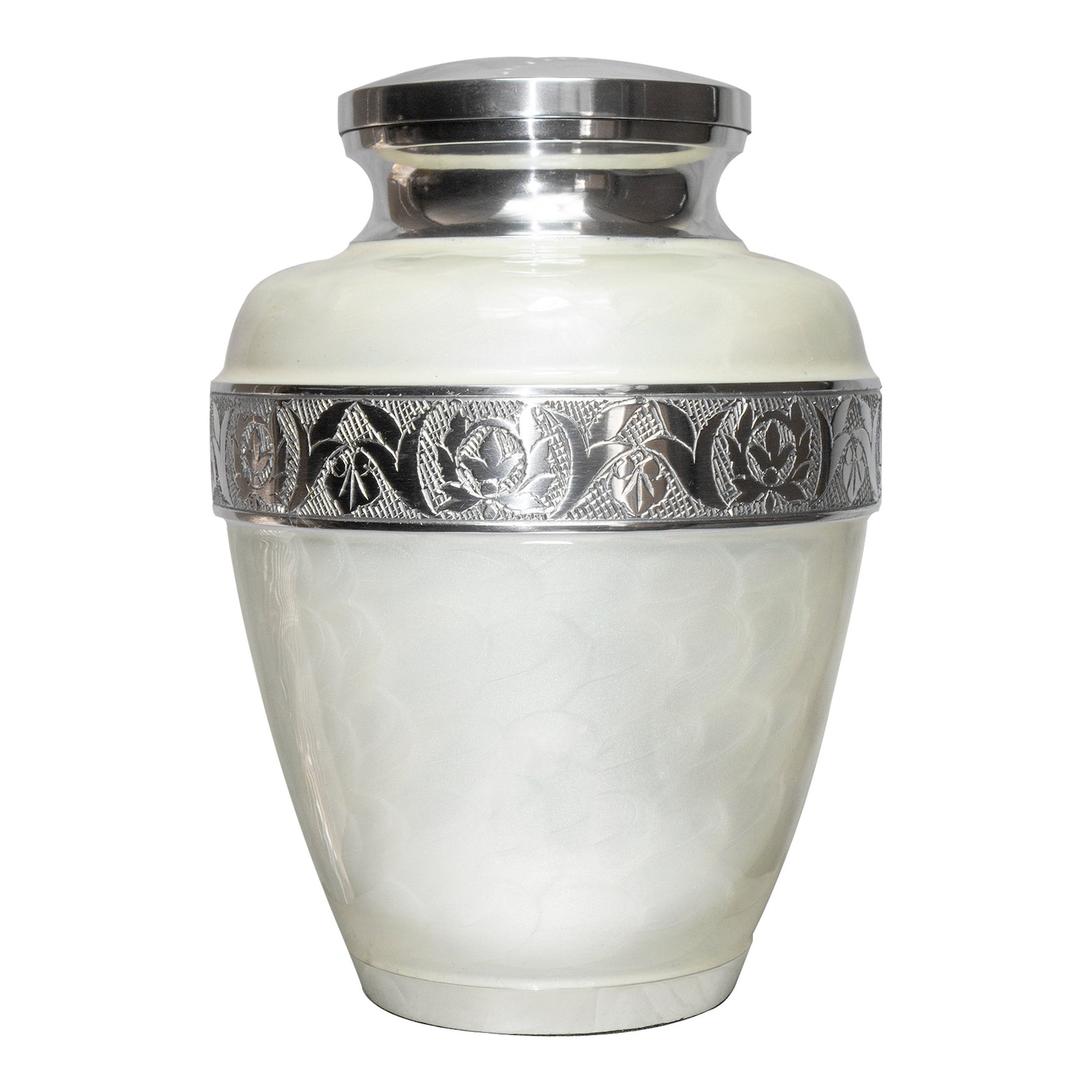 Custom Funeral Cremation Urn, Large Size Pearl White Brass Memorial Ash ...