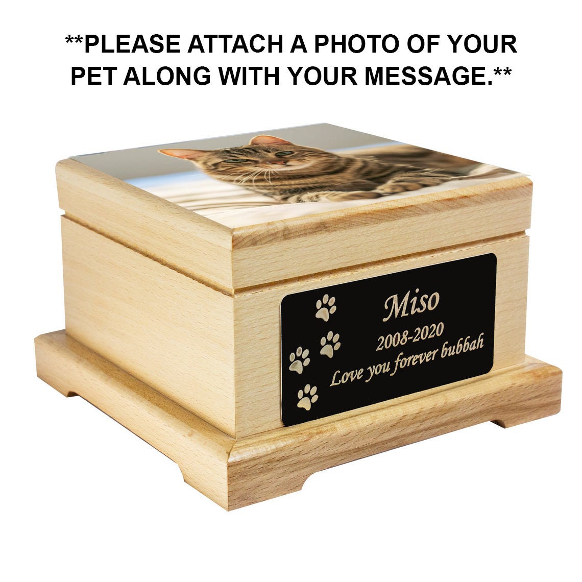 Memorial Pet Urn Wooden Cat Cremation Urn With Custom | Etsy Canada