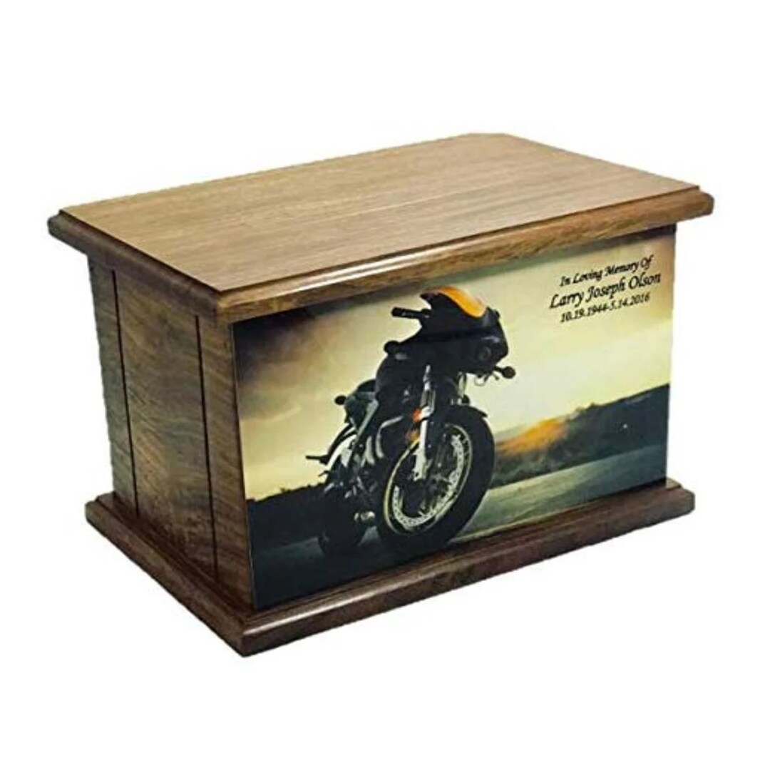 Wooden Motorcycle Funeral Cremation Urn With Custom Engraving - Etsy