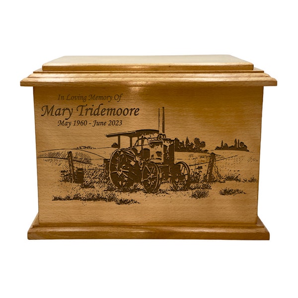 Wooden Urn With Tractor - Etsy