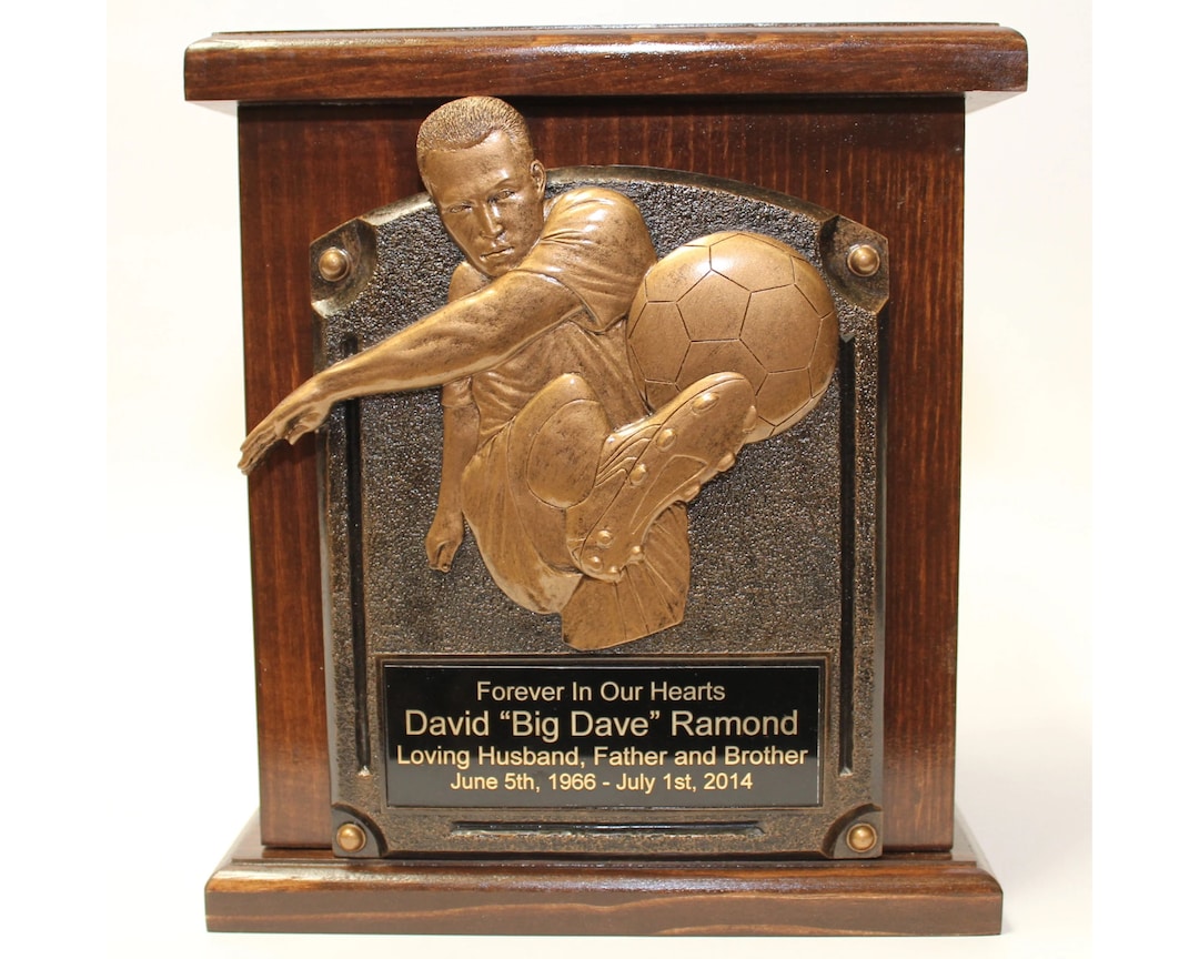 Soccer Adult Memorial Wooden Cremation Urn, Soccer Player Sports ...