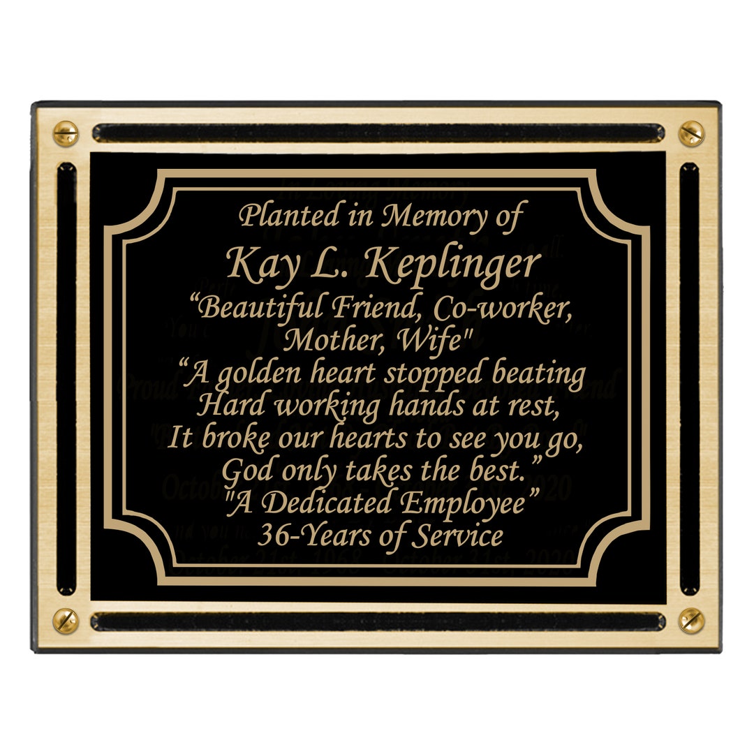 Memorial Plaque, Gold Finish Grave Marker, Personalized Remembrance ...