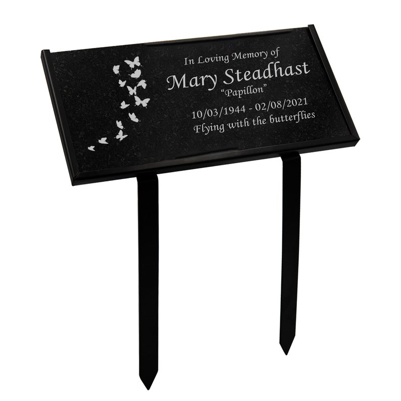 Butterfly Memorial Plaque, Sturdy Granite Grave Marker, 6" X 12 ...