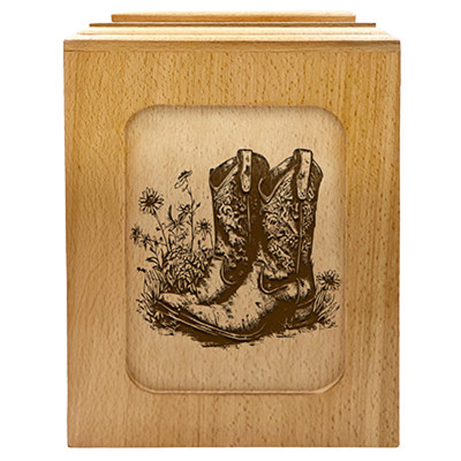 Cowboy Boots Cremation Urn, Adult Size Wooden Funeral Urn, Personalized ...
