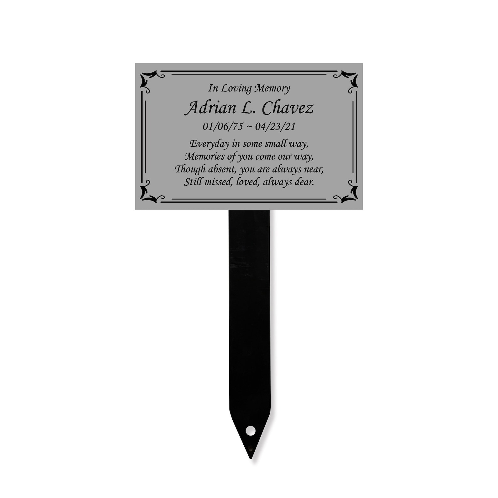 Extra Large Memorial Plaque Stake, Sturdy Metal Grave Marker in Black ...