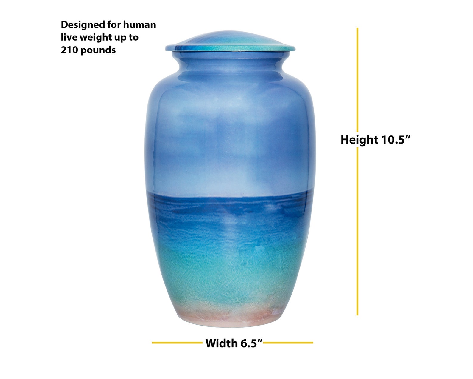 Serene Ocean Cremation Urn Human Adult Blue Funeral Urn With - Etsy