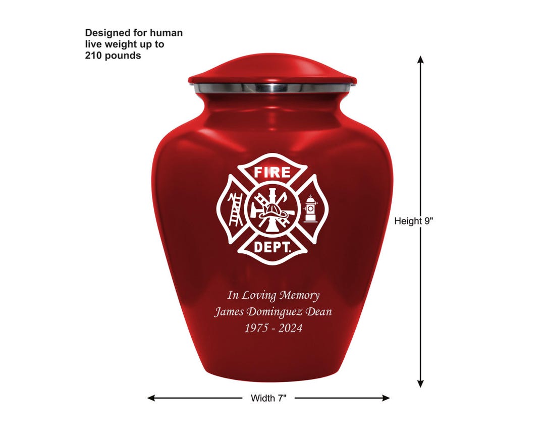 Firefighter Urn, Firefighter Lover's Cremation Urn, Customized Human ...