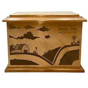 Farm and Tractor Cremation Urn, Personalized Cows and Horses Wooden ...