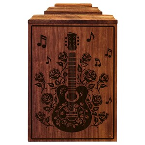 Guitar Wooden Cremation Urn, Music Lover's Funeral Urn With ...