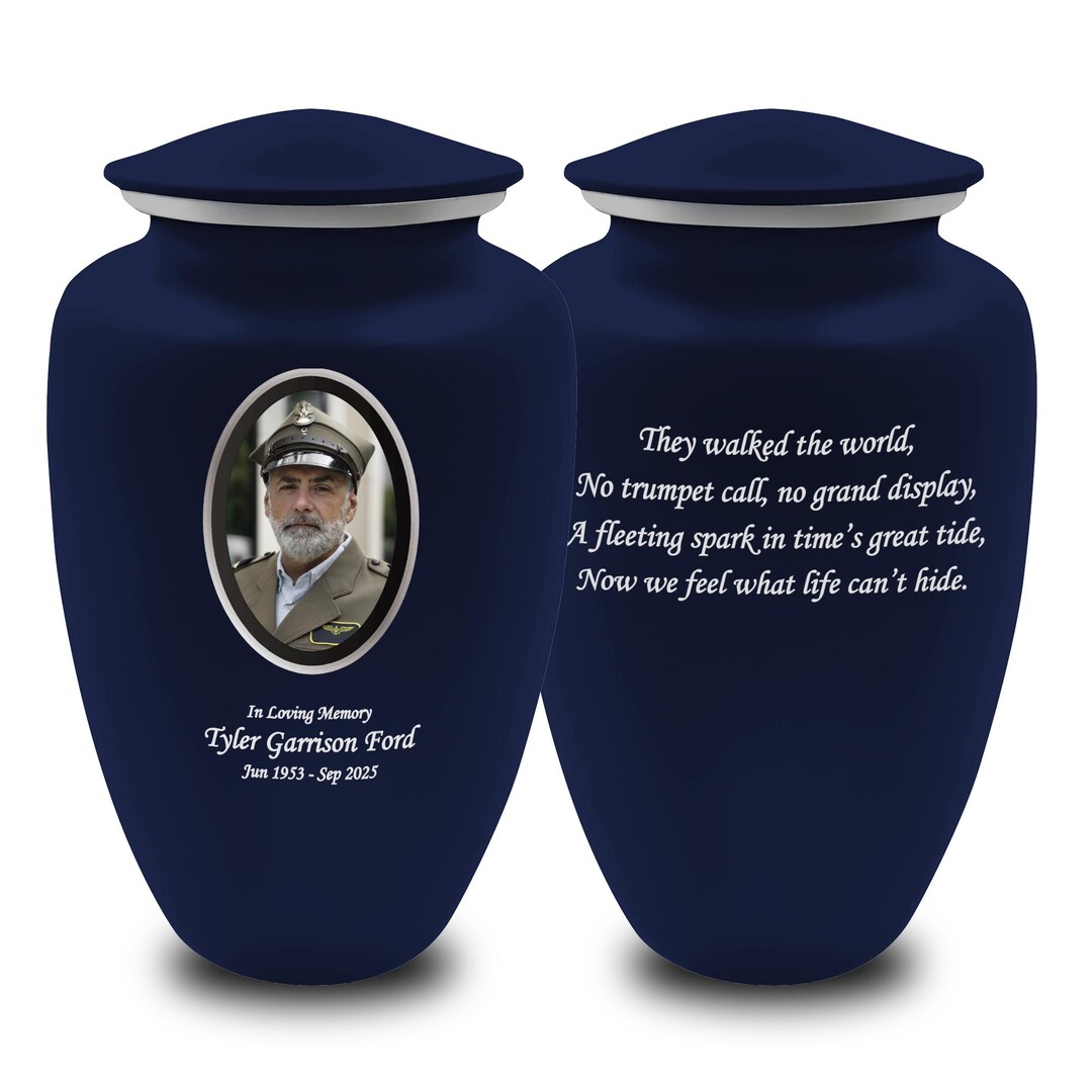 Custom Photo Cremation Urn With Velvet Bag | Adult Size Personalized in ...