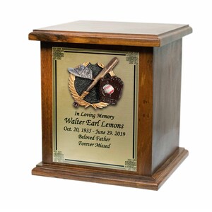 Baseball Adult Memorial Wooden Cremation Urn, Sports Wood Funeral Urns ...