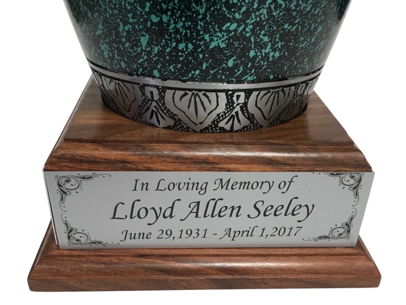 Cremation Urn Pedestal, Wooden Urn Base With Personalized Name Plaque ...