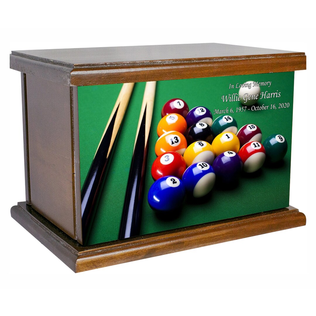 Pool Player Cremation Urn, Personalized Wooden Sports Funeral Urn for ...