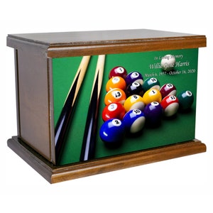 Pool Player Cremation Urn, Personalized Wooden Sports Funeral Urn for ...