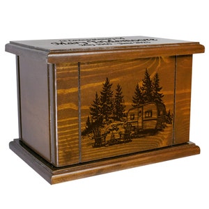 Camping Cremation Urn, Adult Size Wooden Camp Site Funeral Urn ...