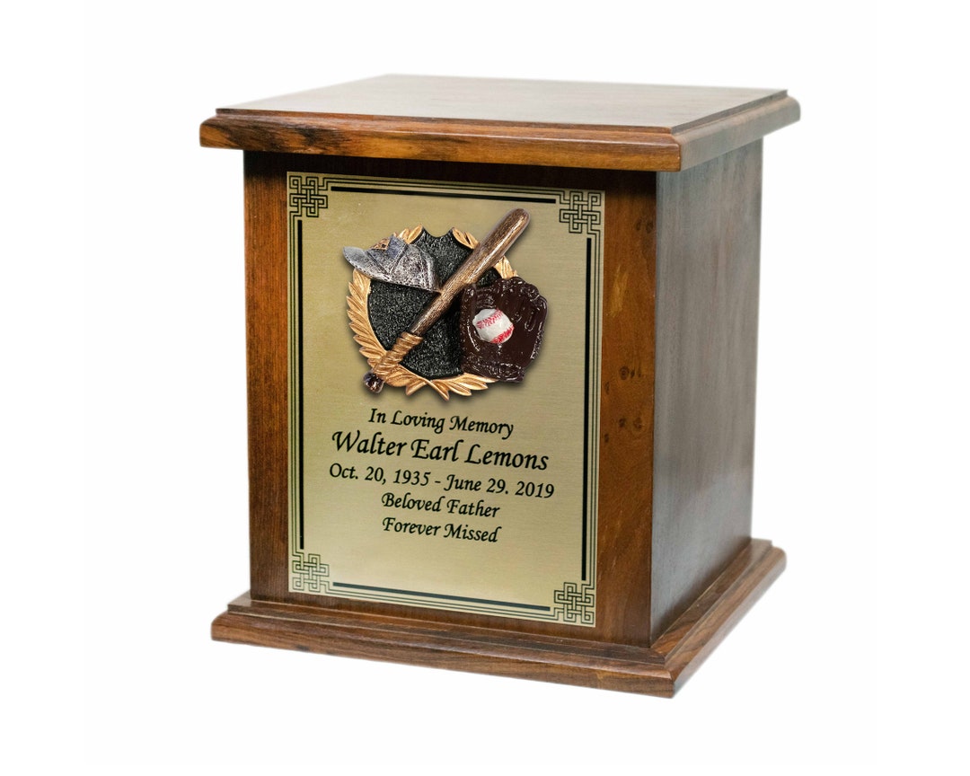 Baseball Adult Memorial Wooden Cremation Urn, Sports Wood Funeral Urns ...