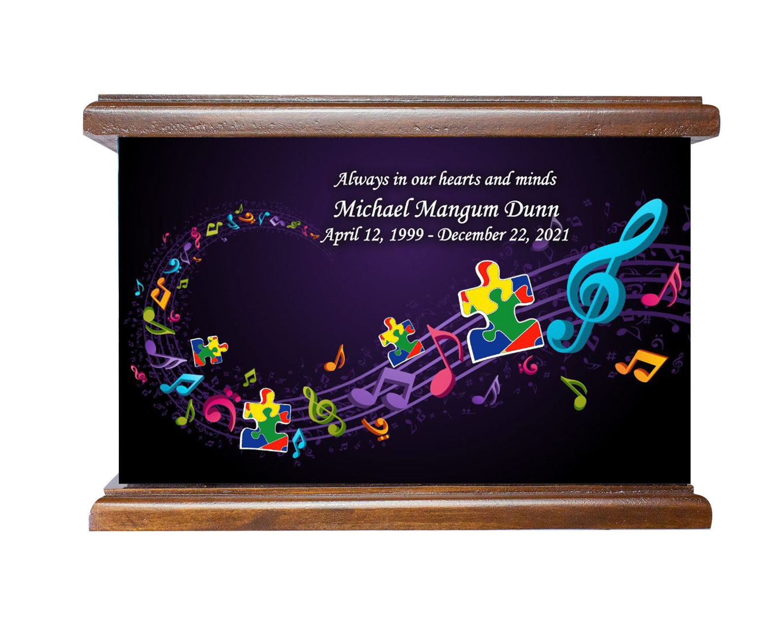 Music Notes Autism Cremation Urn, Music Cremation Urn, Music Lover's ...