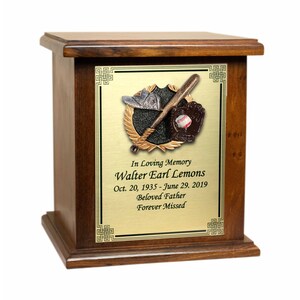 Baseball Adult Memorial Wooden Cremation Urn, Sports Wood Funeral Urns ...