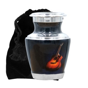Urn for Human Ashes, Music Lovers Cremation Urn With Velvet Bag, Guitar ...