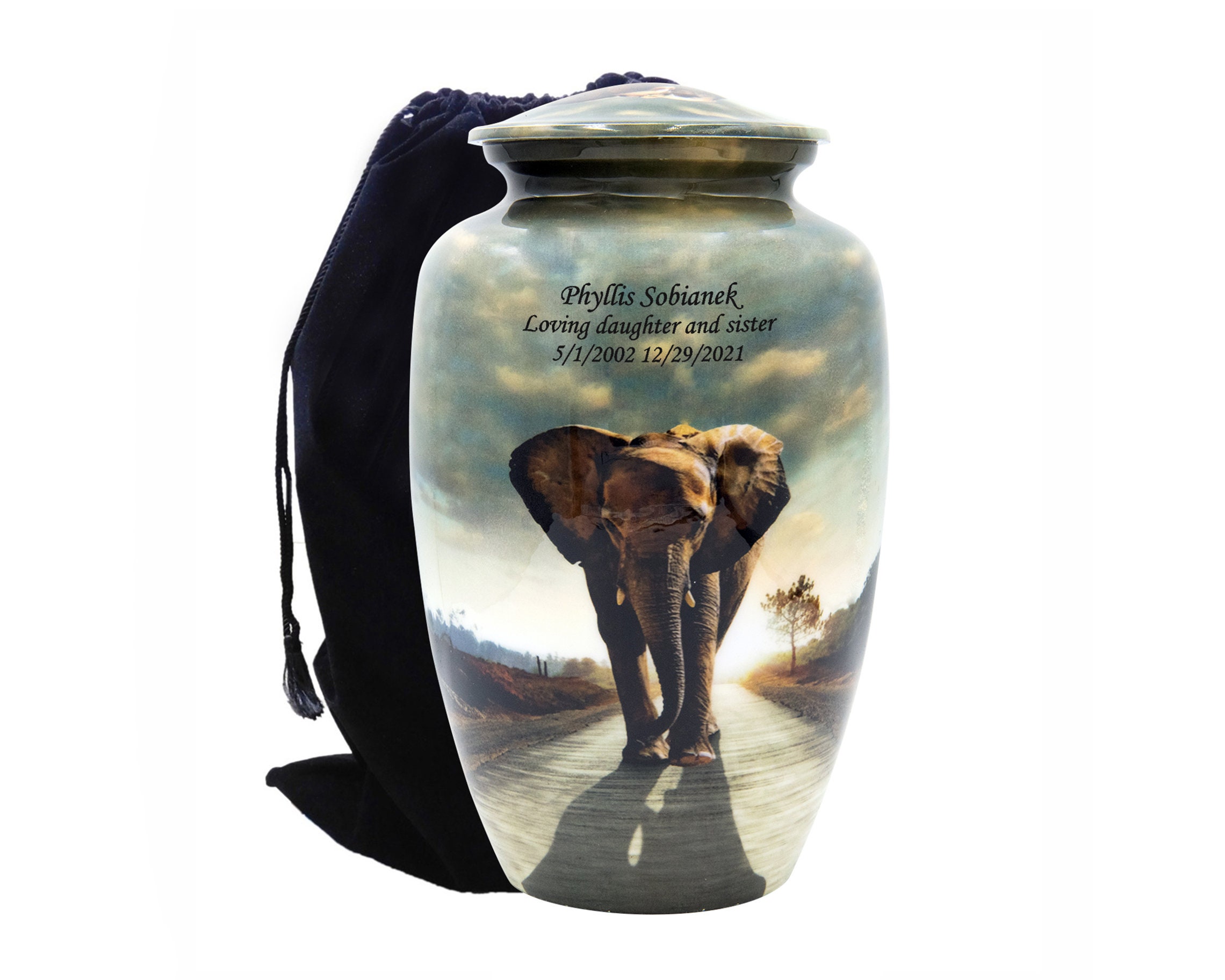 Elephant Cremation Urn With Personalization and Velvet | Etsy