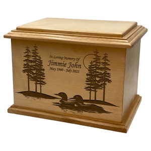 Duck Pond Cremation Urn, Ducks Wooden Funeral Urn, Animal Lovers ...