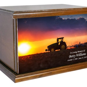Farm and Tractor Cremation Urn, Personalized Wooden Farmer's Cremation ...
