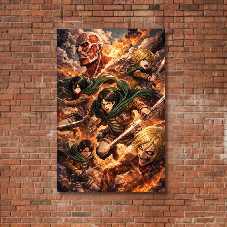 Poster in metallo di Attack on Titan, arte murale di Mikasa Ackerman ...