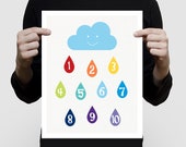Counting Rain Drops Educational Print Numbers 1 10 Nursery - Etsy