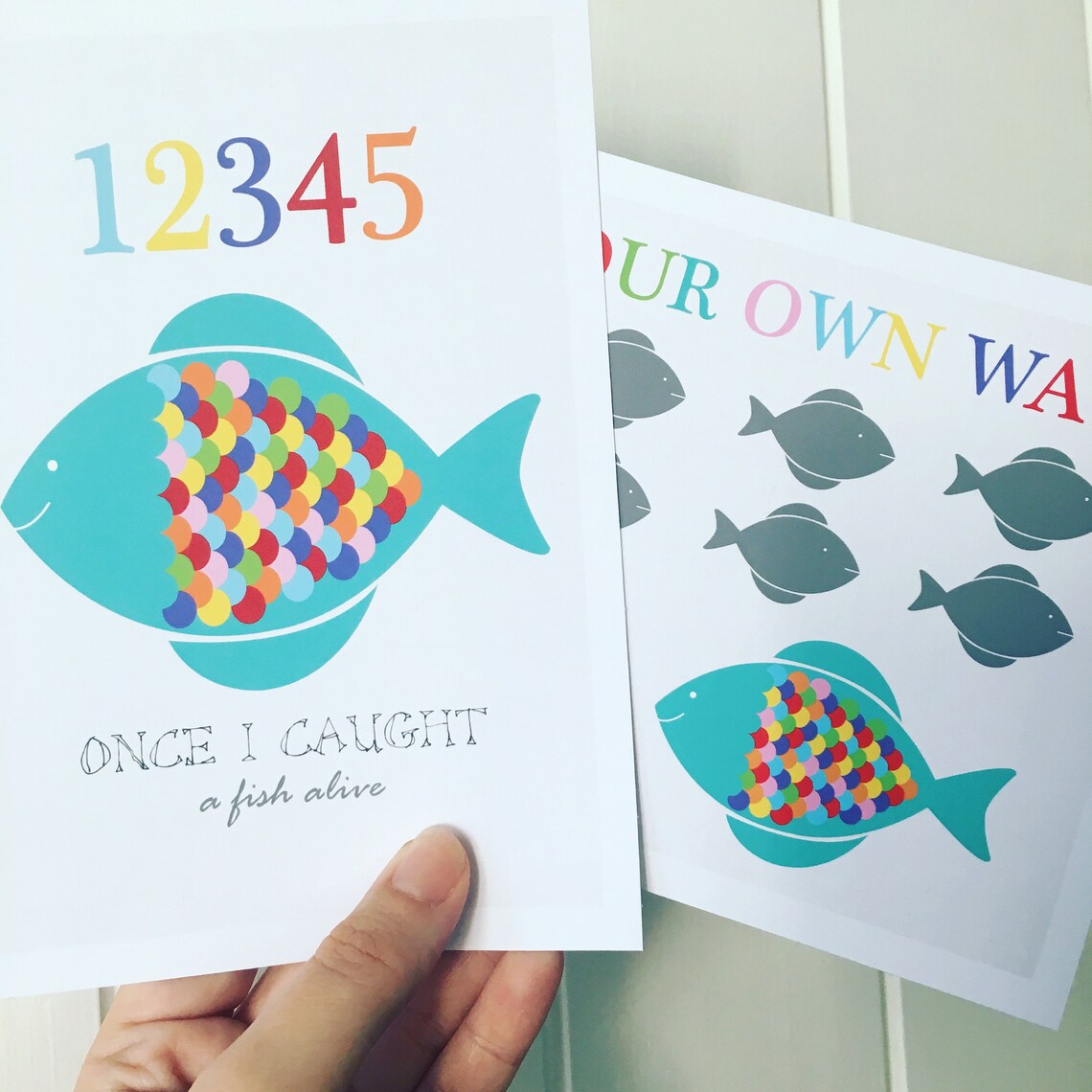 12345 fish print fish art counting numbers print nursery | Etsy