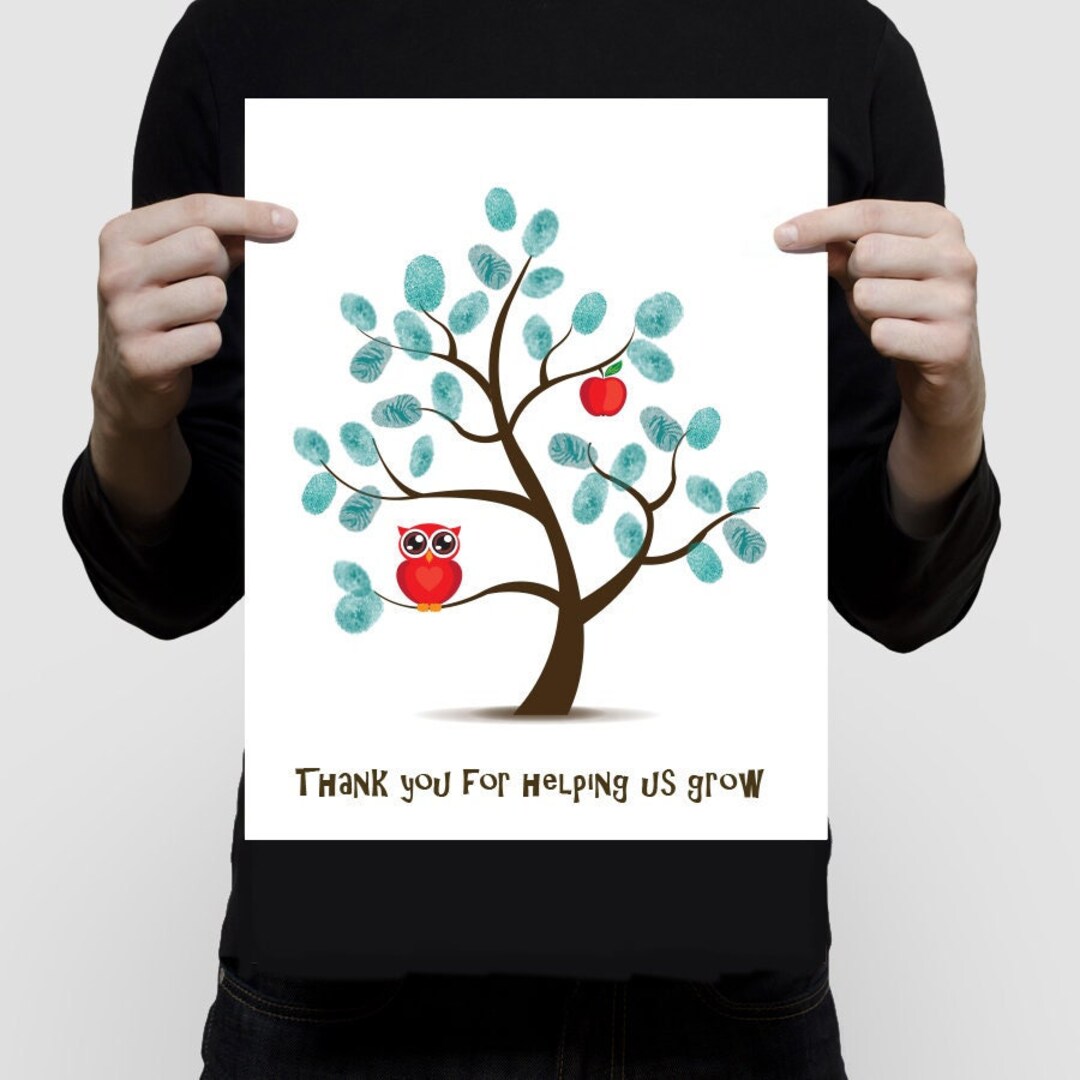 Teacher Appreciation Fingerprint Tree Printed Canvas or Paper ...