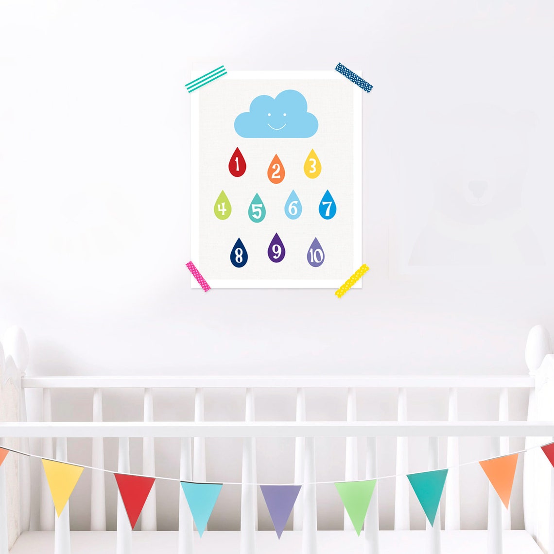 Counting Rain Drops Educational Print Numbers 1 10 Nursery - Etsy