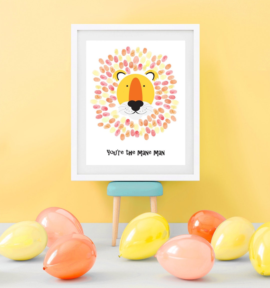 Lion Fingerprint Guest Book Print - Baby Shower, Birthday Celebration ...