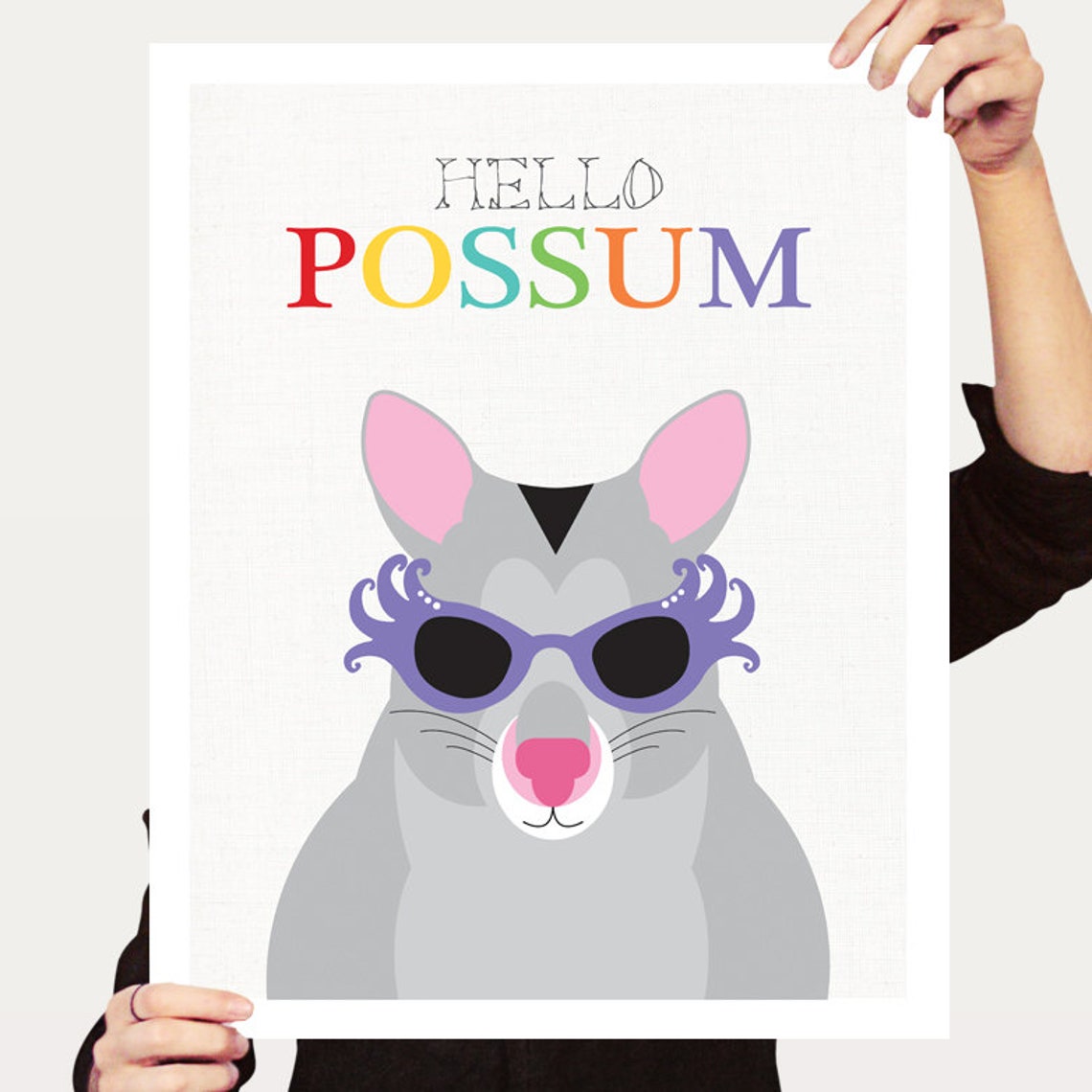 Hello Possum Australian Animal Nursery Art Aussie Brushtail | Etsy
