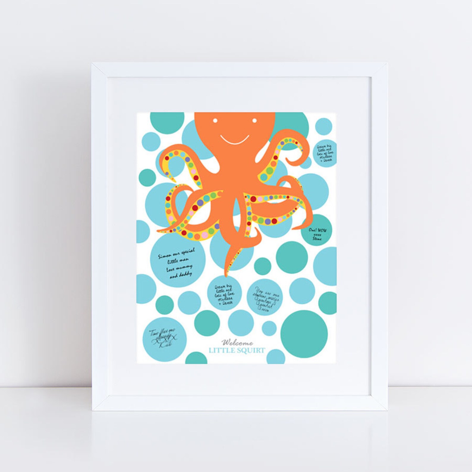 Octopus Baby Shower Signature Guest Book Print New Baby Keepsake ...