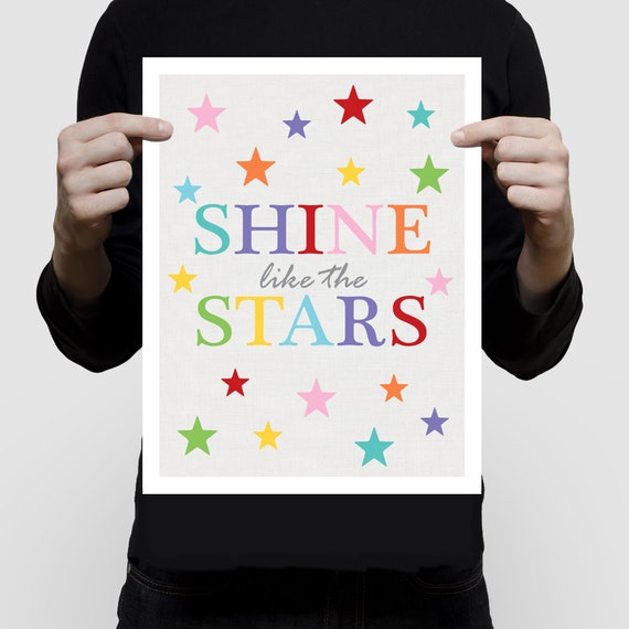 Shine like the stars poster baby girl baby boy nursery | Etsy