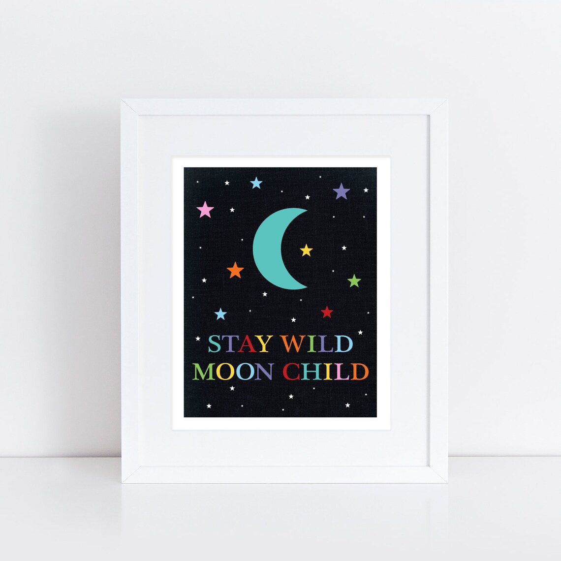 Stay wild moon child poster nursery art print space nursery | Etsy
