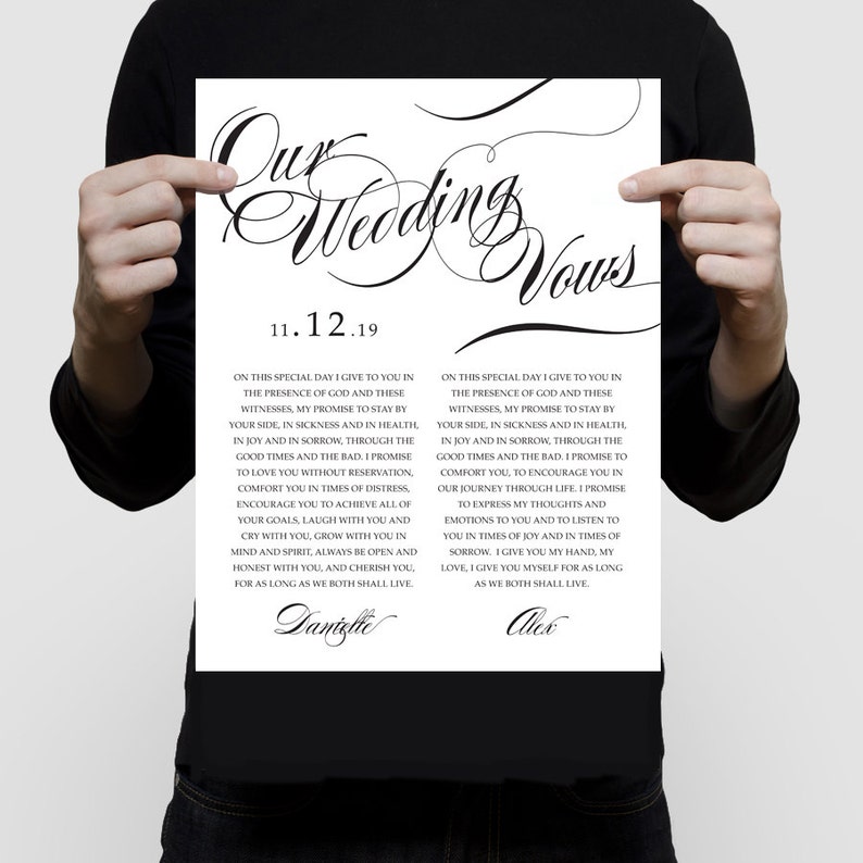 Customised wedding vow art personalised print 1st | Etsy