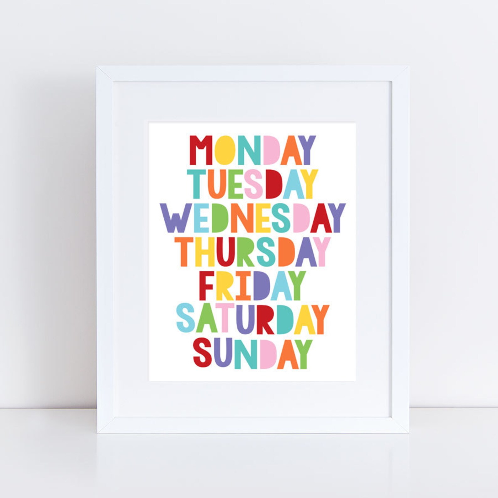 Colourful Days of the Week Art - Play Room Print, Nursery Wall Art ...