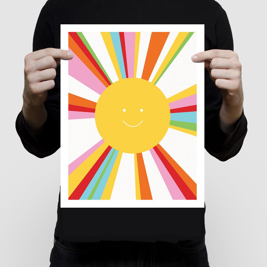 Sun art print colourful decor kids nursery art children baby | Etsy