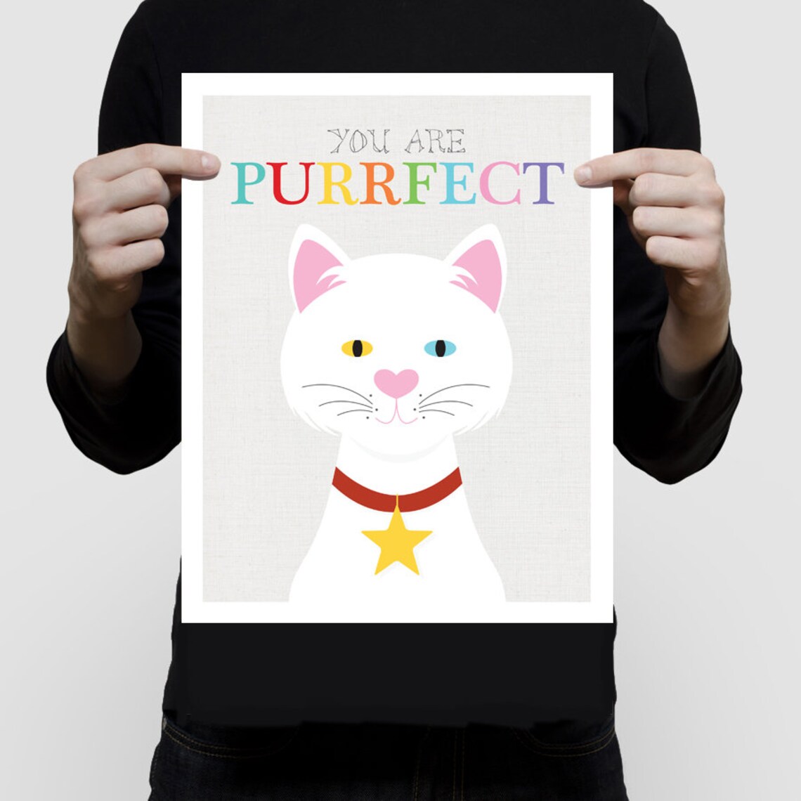 Cat Illustration You Are Purrfect Print Art For Cat Lover Etsy