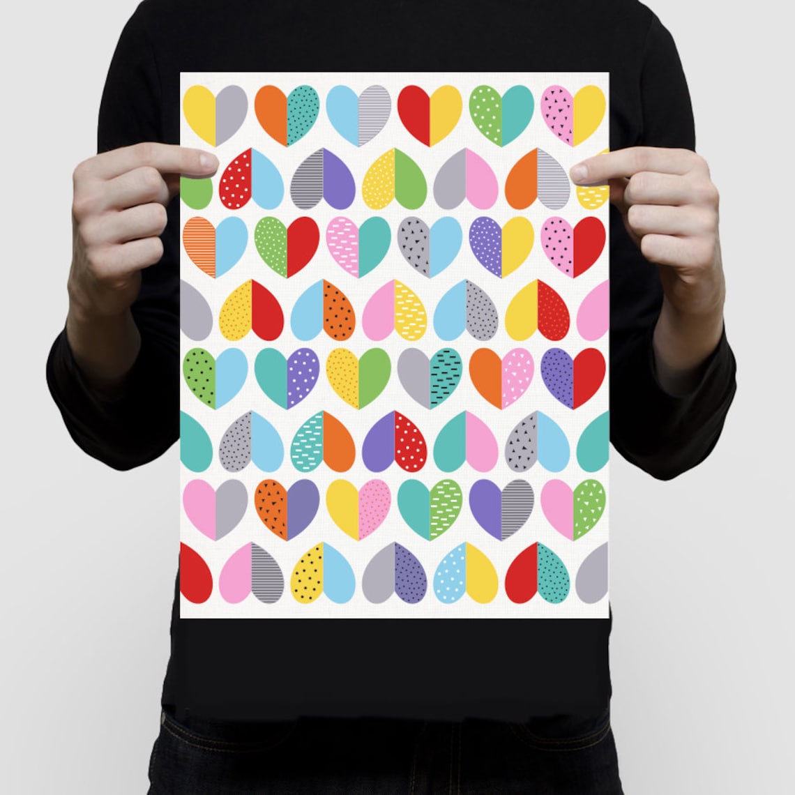 Heart Art Pattern Print - Colourful Wall Art for the Home or Nursery ...