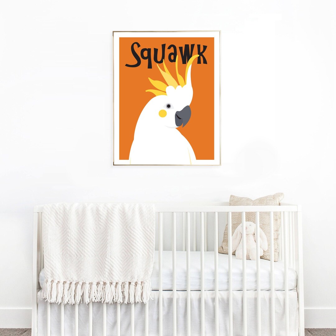 Squawk Cockatoo Print - Australian Cockatoo Nursery Print on Canvas or ...