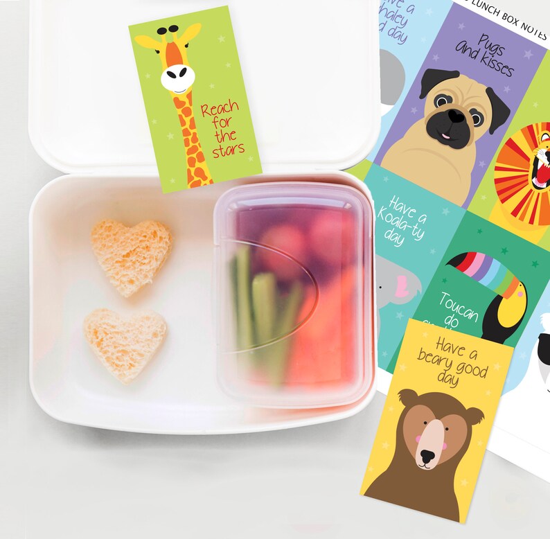 Download and Print Kids Lunch Notes With Cute Animals - Lunch Box ...