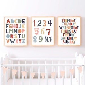 Nursery Art Print Set Educational Alphabet, Abcs, Numbers Counting ...